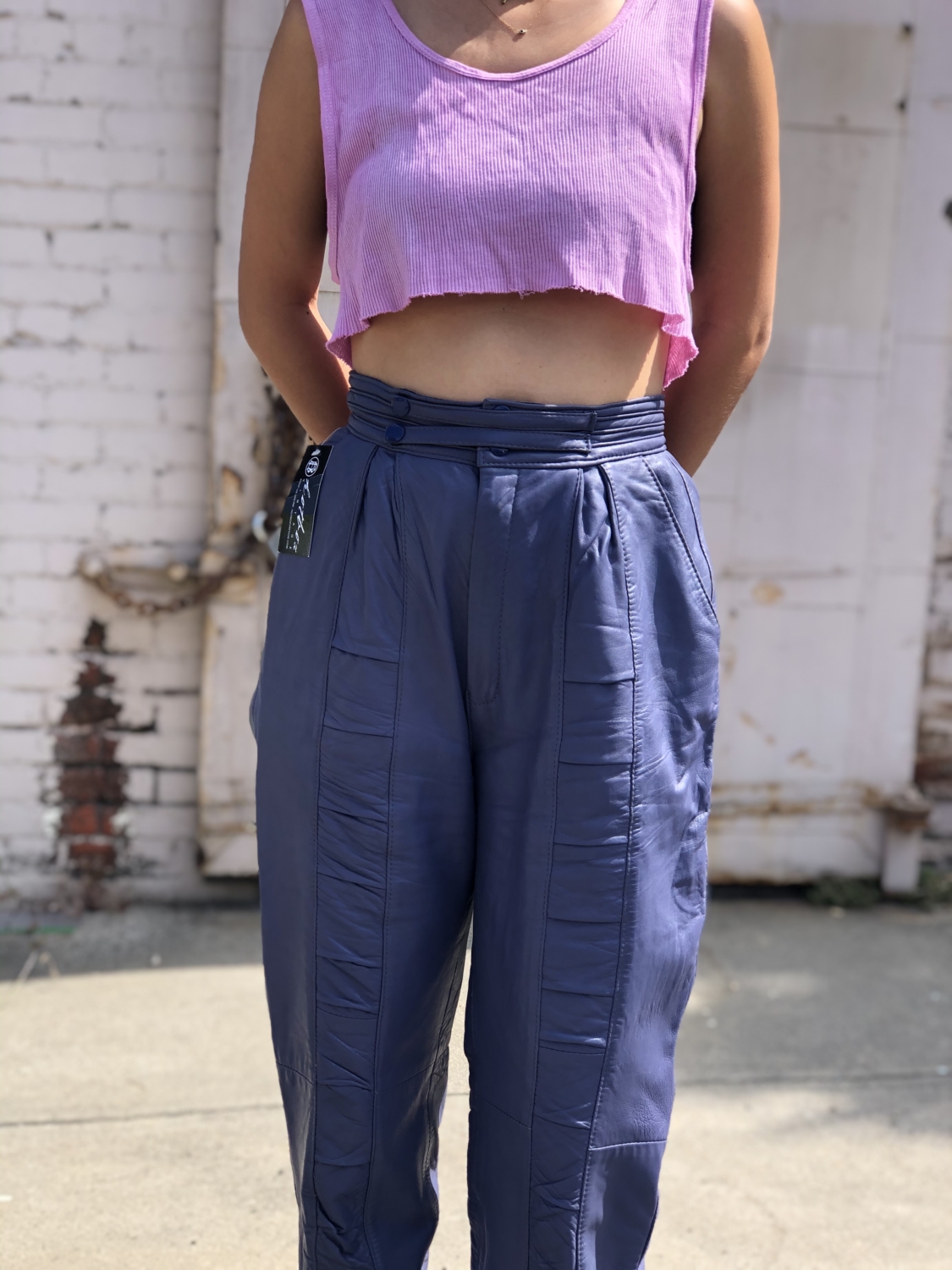 80s Mauve Leather Pants → Hotbox Vintage